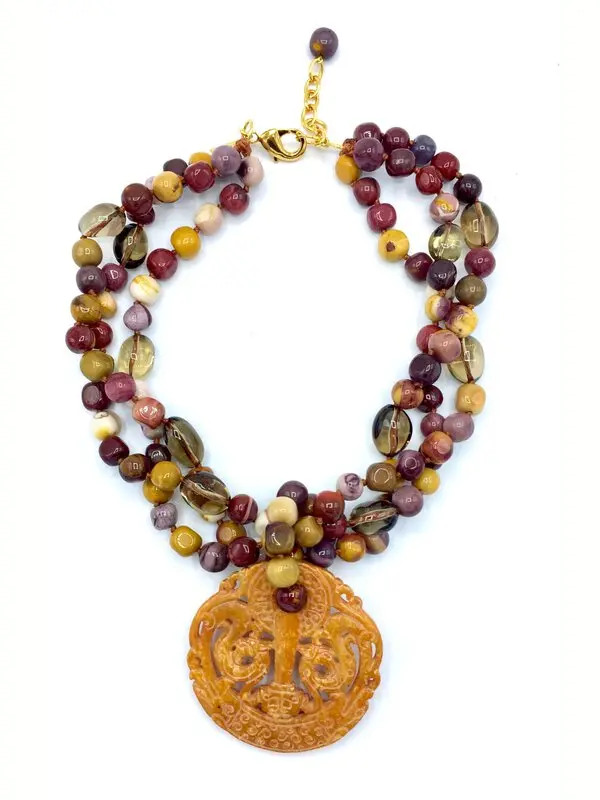 JAREDJAMIN Temple Pass Gemstone Pendant Necklace - Orange