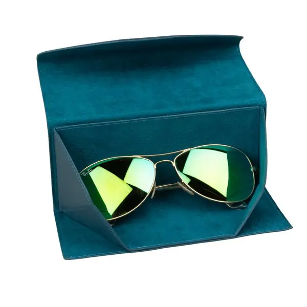 LEATHERE Leather Sunglasses Case - Blue