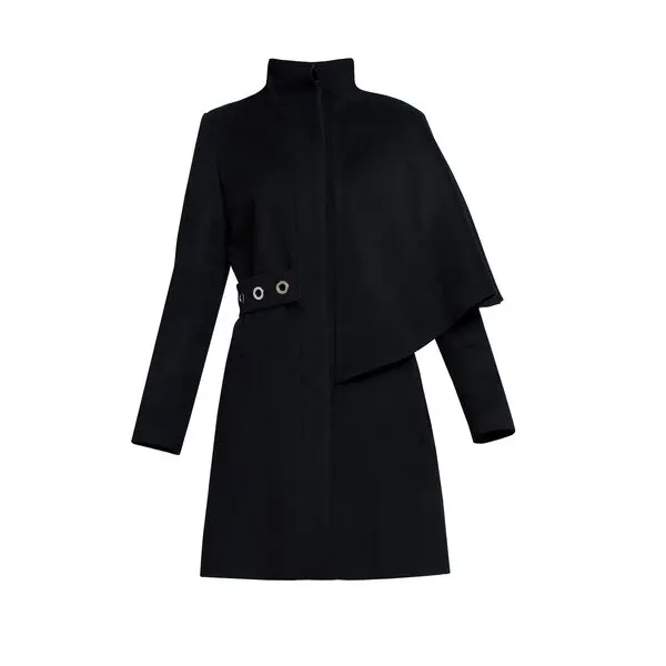 RUMOUR LONDON Mayfair Asymmetric Wool Blend Coat - Black