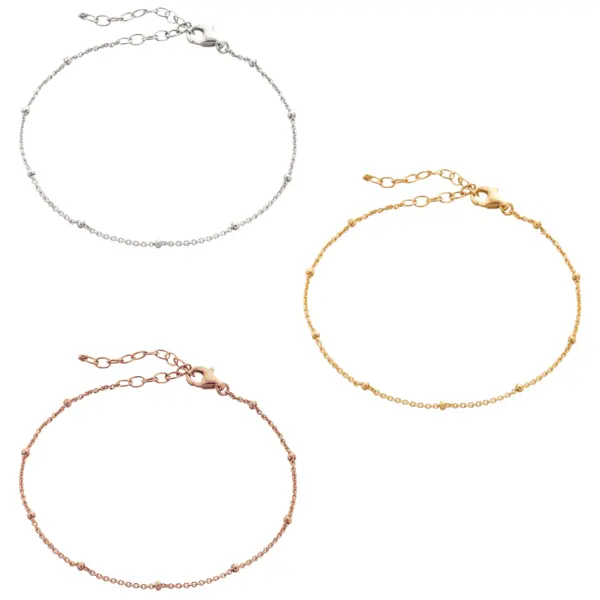 SPERO LONDON Gold, Rose Gold, And Silver Bead Curb Chain Bracelet - Gold/rose Gold/silver