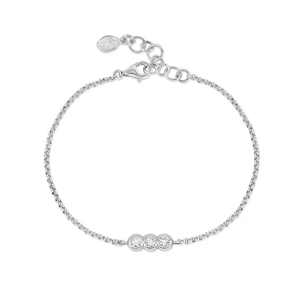 DOWER & HALL Sterling Silver White Sapphire Chain Bracelet - Silver/white