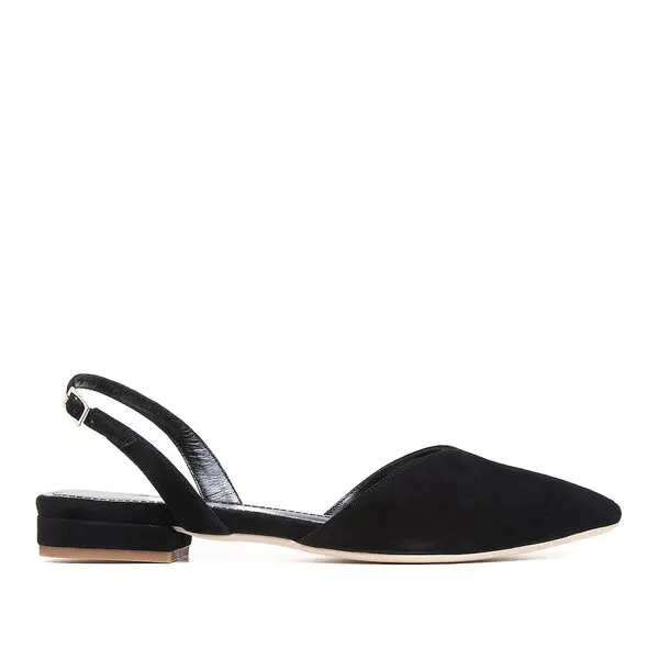 GINISSIMA Alice Suede Slingback Flats - Black