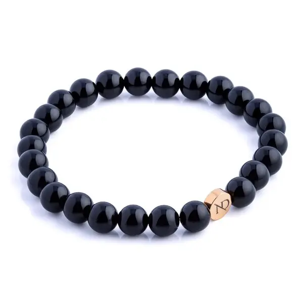 N'DAMUS LONDON Onyx Gemstone Bracelet With Gold Button - Black