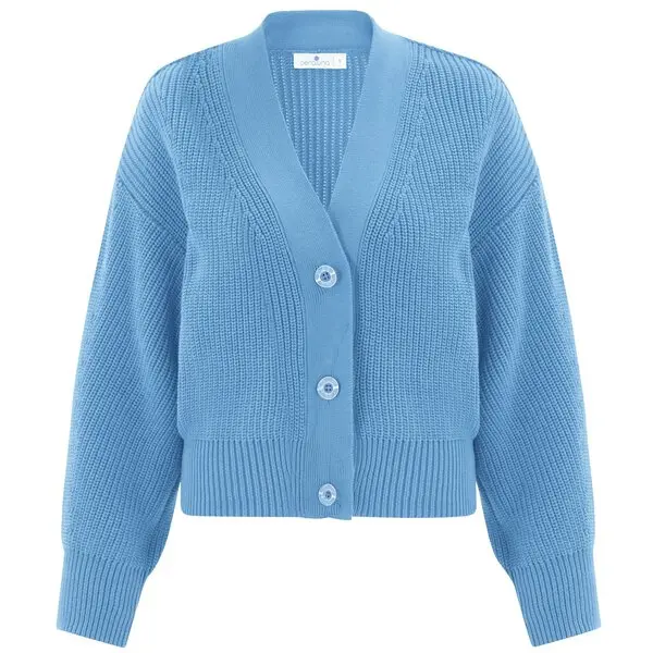 PERALUNA Olivia V-neck Knit Cardigan - Blue