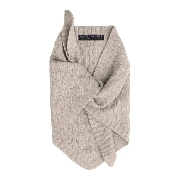 PAUL JAMES KNITWEAR Neutrals Merino Cashmere Textured Triangle Blythe Scarf - Beige