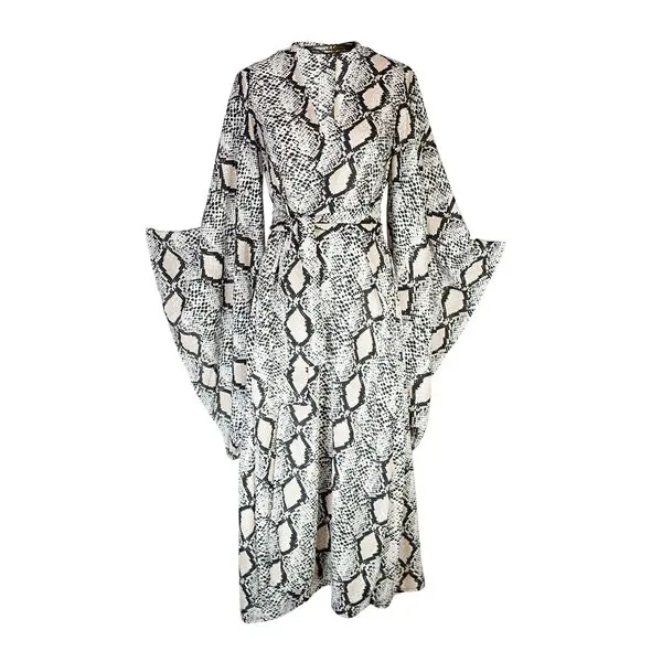 JENNAFER GRACE Printed Kimono With Pockets - Black/white