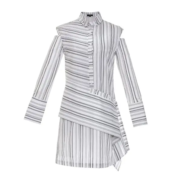 SMART AND JOY Removable Sleeves Structured Shirt Dress - Green