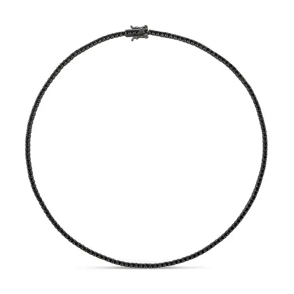 SALLY SKOUFIS Noble-savage" Black Cz Diamond Stimulant Tennis Necklace In Sterling Silver With Black Rhodium - Black/white/silver