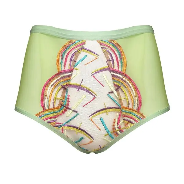 SOMEWHERE NEVER Disco Deco High Waisted Knicker - Green