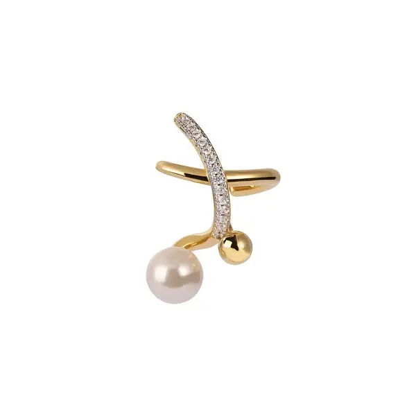 ARTE MADRID Toggle Convertible Crossover Earring With Pearl - White