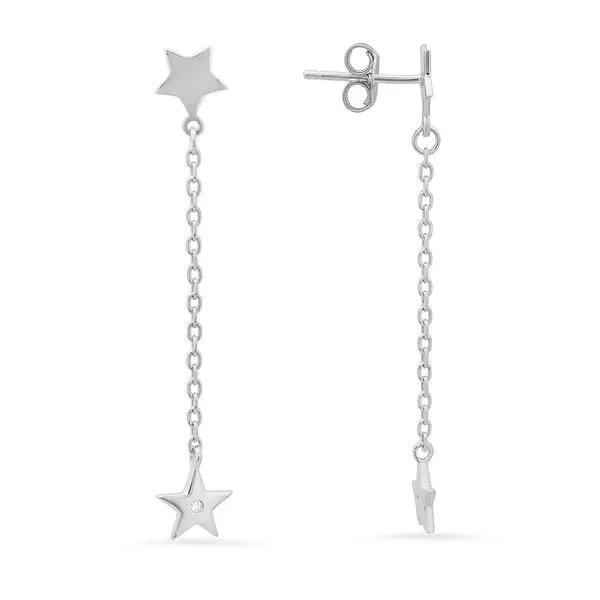KYLIE HARPER Petite Dangling Star Cz Earrings - Silver