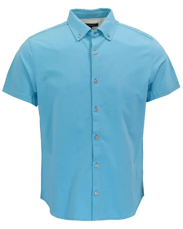 LORDS OF HARLECH Todd Teal Knit Shirt - Blue