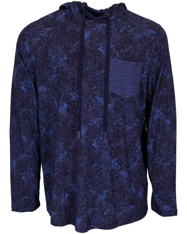 LORDS OF HARLECH Horace Paisley Swirl Hoodie - Blue