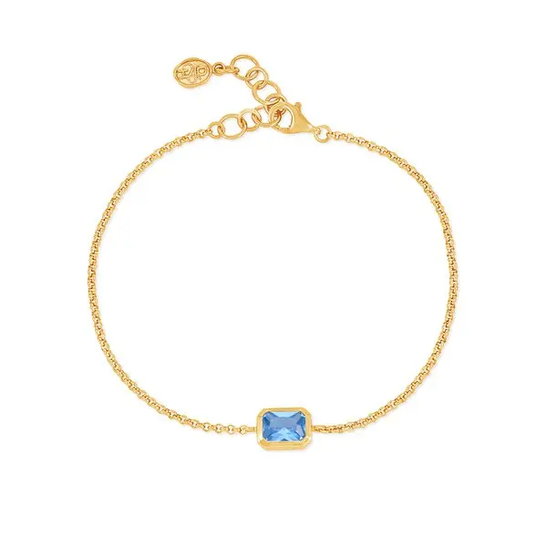 DOWER & HALL Octagon Topaz Chain Bracelet - Gold/blue