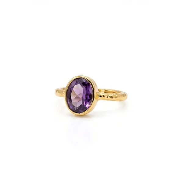 JAREDJAMIN Oval Amethyst Gemstone Ring - Purple