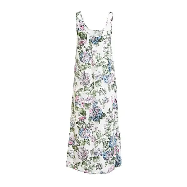 FABLE ENGLAND Neutrals / Hydrangea Ivory Midi Nightie - Pink