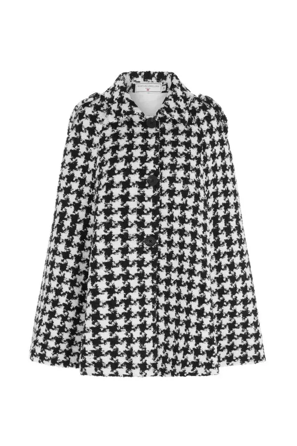 HORTONS ENGLAND Houndstooth Wool Blend Cape