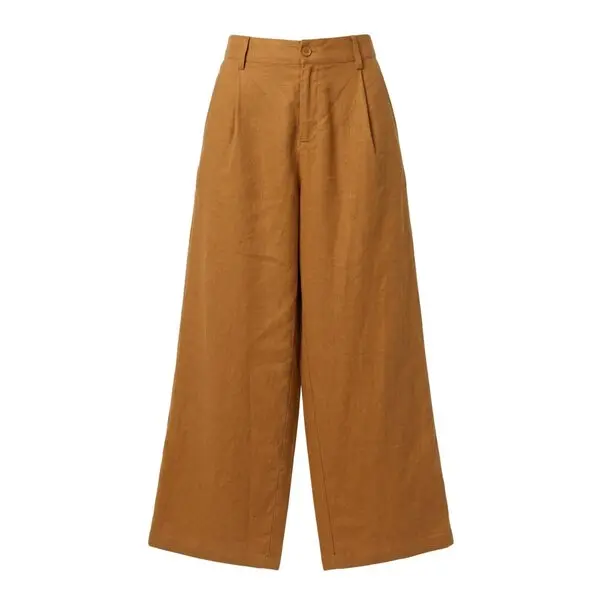 ASHITA FERNANDES High-waisted Wide-leg Linen Trousers - Yellow