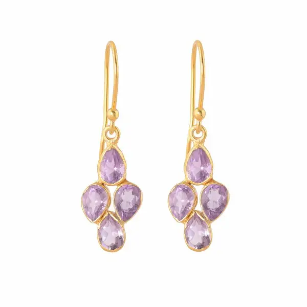 OPIUM JEWELS Soul Star Amethyst Earrings - Gold/yellow