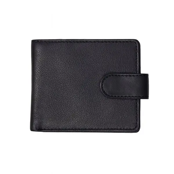 VIDA VIDA Luxury Leather Zip Section Coin Wallet - Black