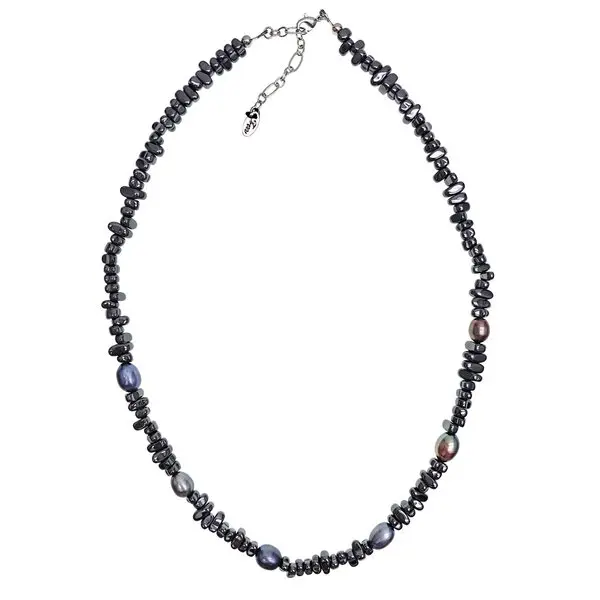 FARRA Hematite And Freshwater Pearl Necklace - Purple