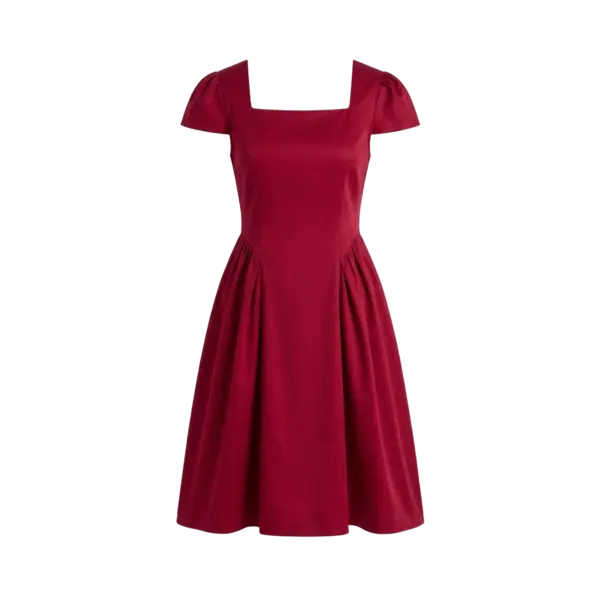 ASHITA FERNANDES Square Neck Cap Sleeve Short Dress - Red