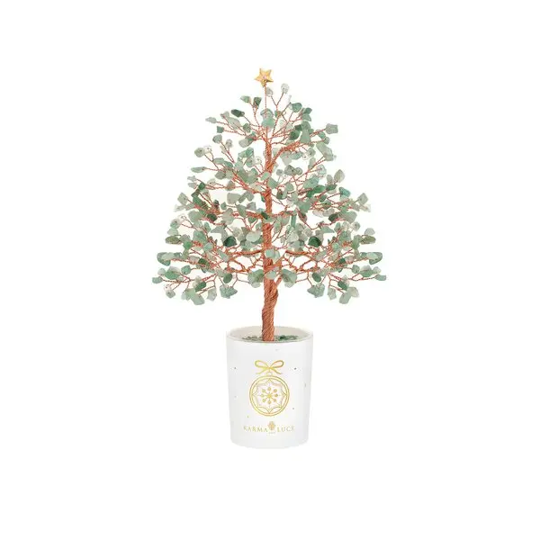 KARMA AND LUCK Jade Crystal Tree With Star – Feng Shui Luck Holiday Decor – Everlasting Harmony - Green