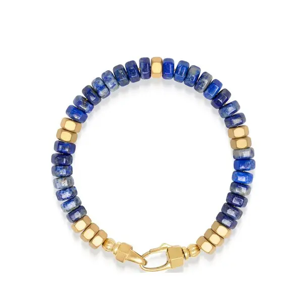 NIALAYA JEWELRY Hexagon Beaded Bracelet With Lapis Lazuli - Blue/gold