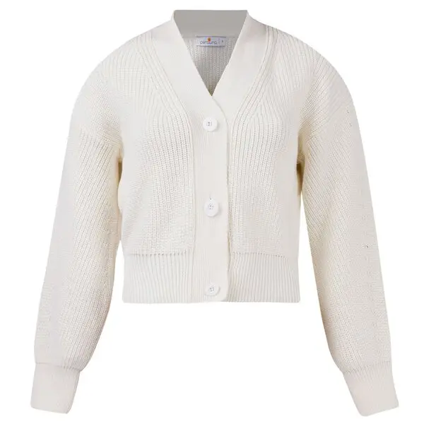 PERALUNA Olivia V-neck Crop Cardigan - White