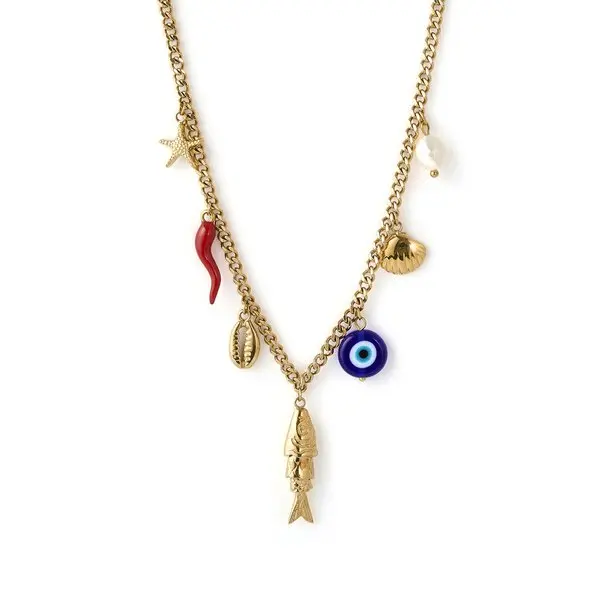 ARMS OF EVE Oceanus Charm Necklace - Blue/red/gold