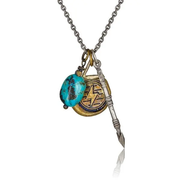 CARTOGRAPHY Lenape Lightning And Arrow Necklace - Blue/gold/silver