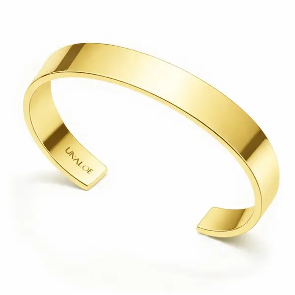 UNALOE Wide Band Open Cuff Bracelet - Gold