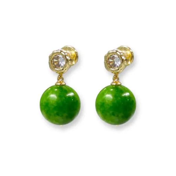 CLASSICHARMS Olivia Peridot Bead Drop Earrings - Gold/green