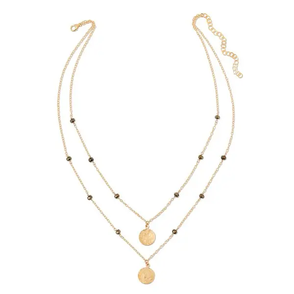 HEATHER HAWKINS Filled Two Coins Layered Necklace - Gold