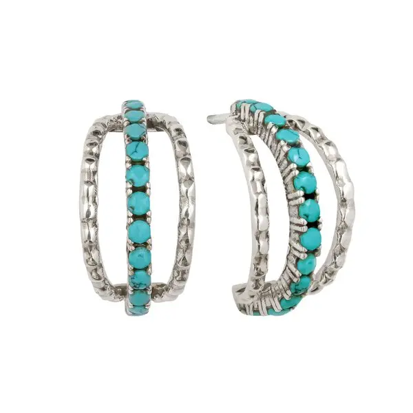 CHARLOTTE'S WEB JEWELLERY Parvati Hoop Earrings With Turquoise - Silver