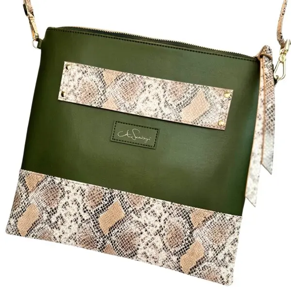ANNE SCHOLLENBERGER Crossbody And Clutch With Snake Detail - Green