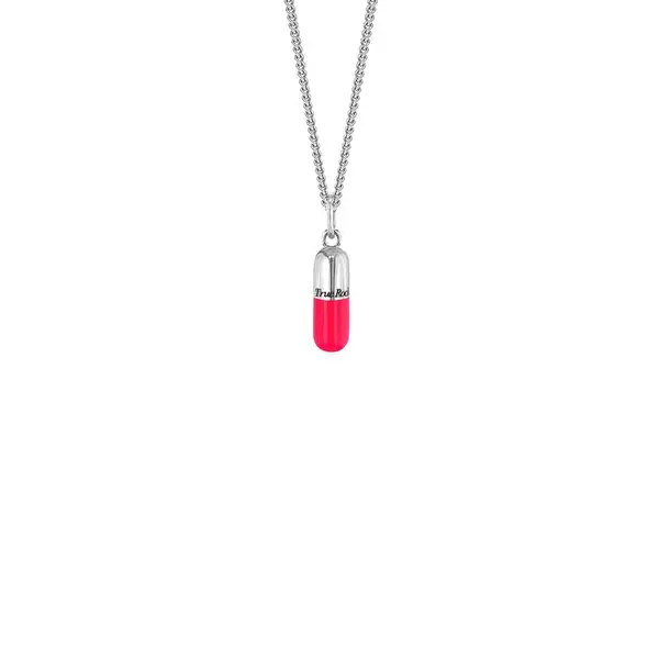 TRUE ROCKS Sterling Silver Mini Pill Pendant - Silver/orange