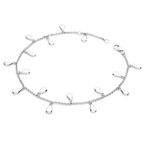 LUCY QUARTERMAINE Sterling Teardrop Anklet - Silver