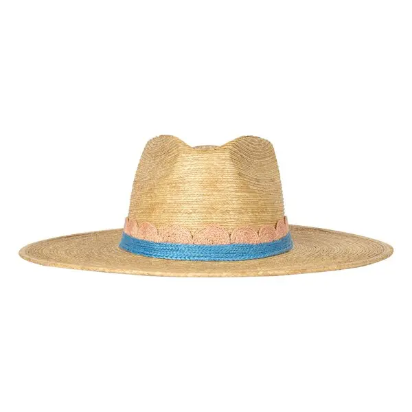 SUNSHINE TIENDA Isabel Crochet Palm Hat - Blue/pink