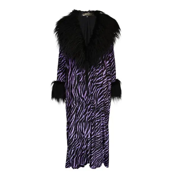 JENNAFER GRACE Faux Fur Velvet Jacket - Black/purple