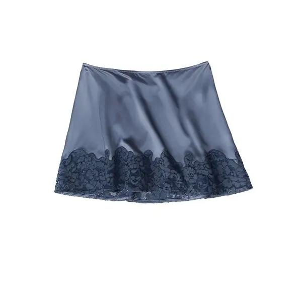 23RD AUGUST . Silk Mini Skirt With Lace Trim