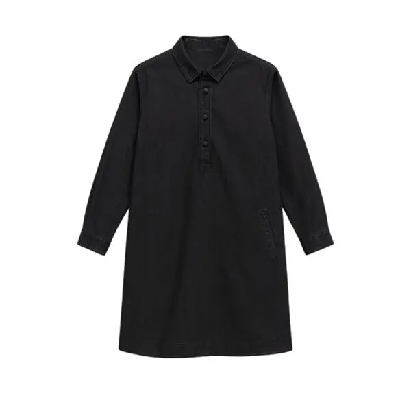 CONQUISTA Denim Shirt Dress - Black
