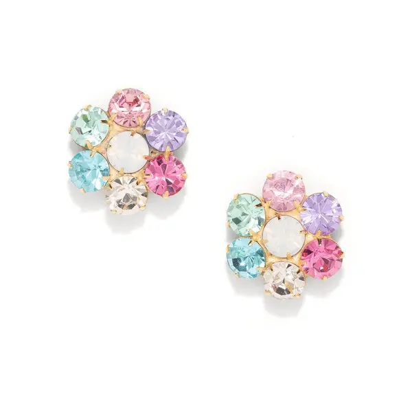 THE PINK REEF Floral Gem Stud Earrings - Pink