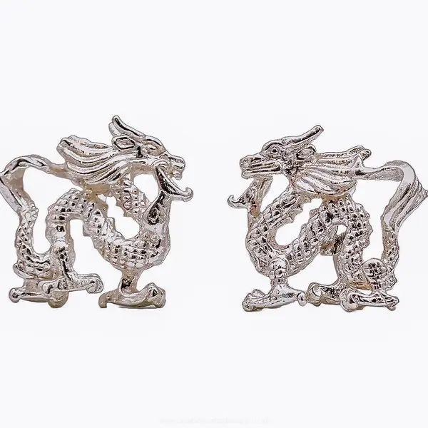 SIMON KEMP JEWELLERS Oriental Dragon Cufflinks In Solid Sterling - Silver