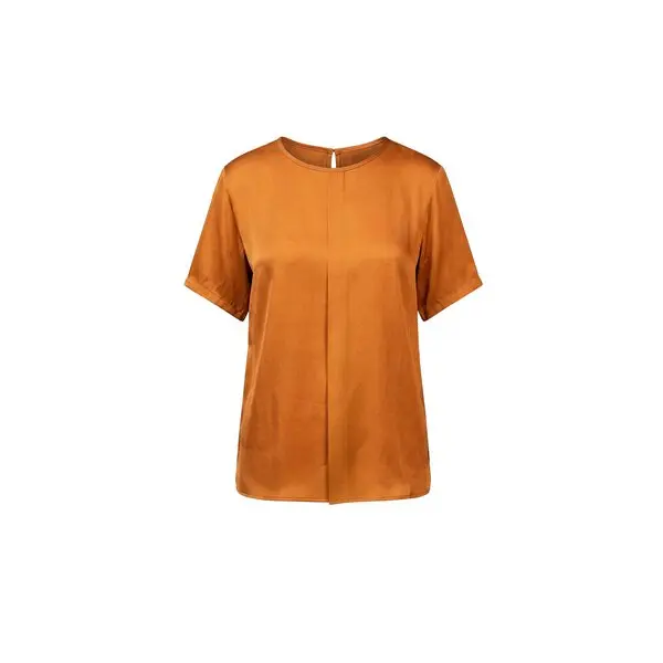 STOVARIA Pure Banana Silk Flowy Blouse - Orange