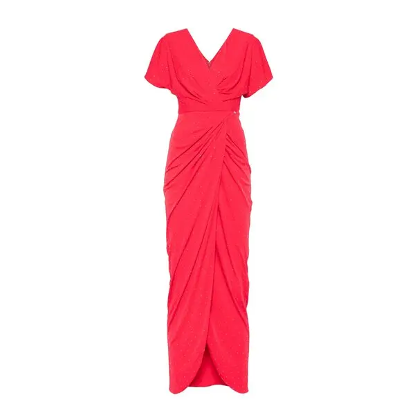 NISSA Rhinestone-embellished Wrapped Dress