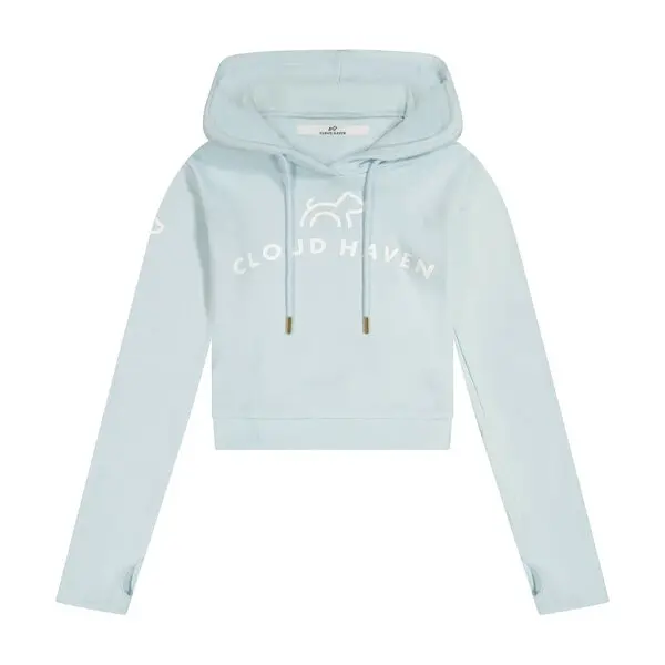 CLOUD HAVEN Logo Fleece Crop Hoodie