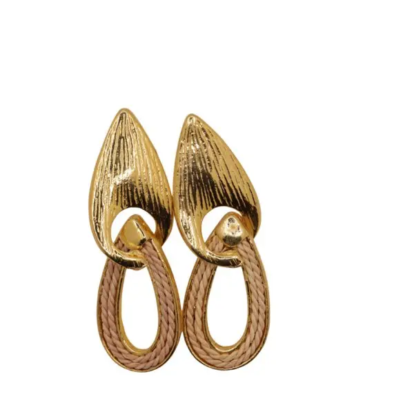 NART NATURE MAKING ART Buriti Fiber Gout Dangle Earrings - Gold