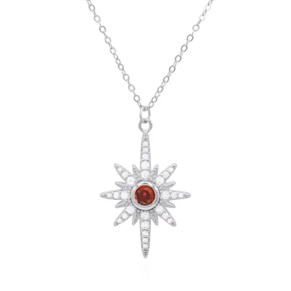 LUNA CHARLES Heidi North Star Birthstone Necklace - Silver