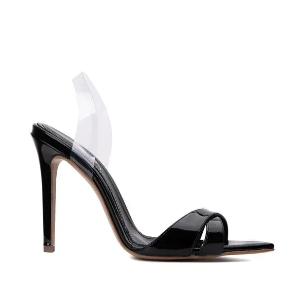 GINISSIMA Thea Patent Leather Stiletto Sandals - Black